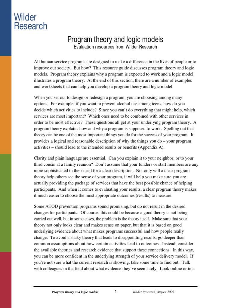 Program Theory and Logic Models PDF | PDF | Program Evaluation | Theory
