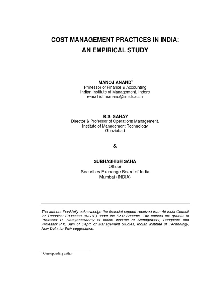 Cost Management | PDF