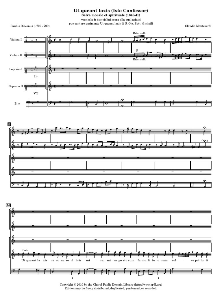 Claudio Monteverdi - Ut Queant Laxis | PDF