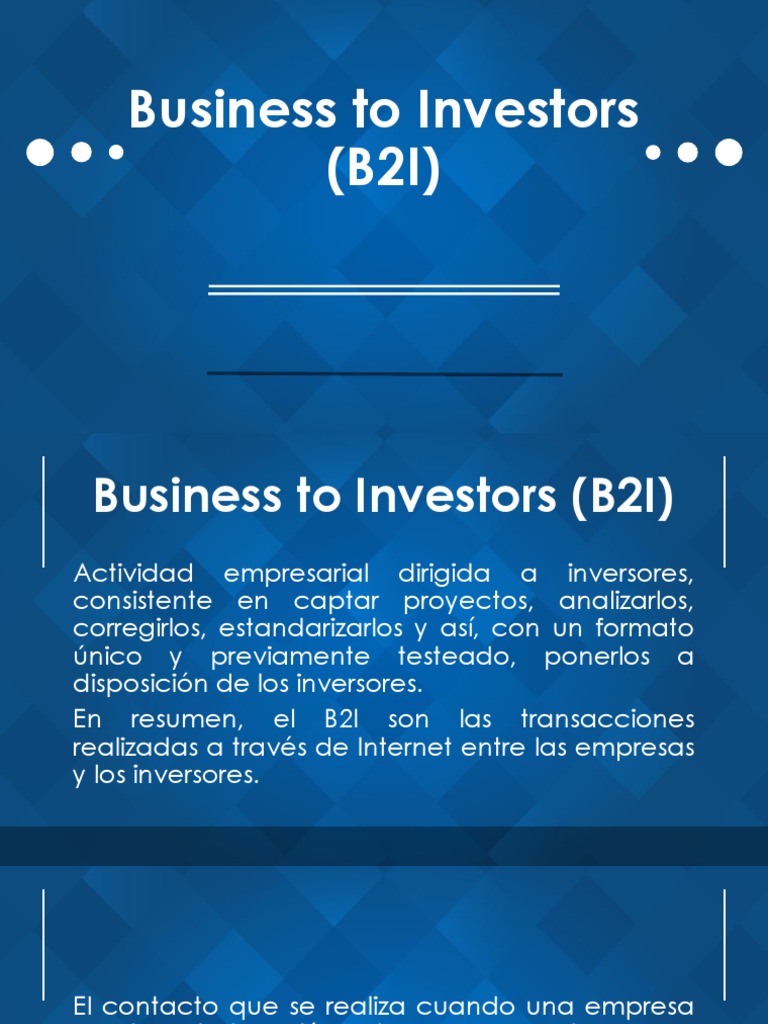 Business To Investors (B2I) | PDF | Inversiones | Economias