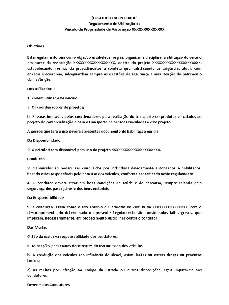 Modelo De Termo De Uso De Veiculo Pdf Tráfego Rodovia De Acesso