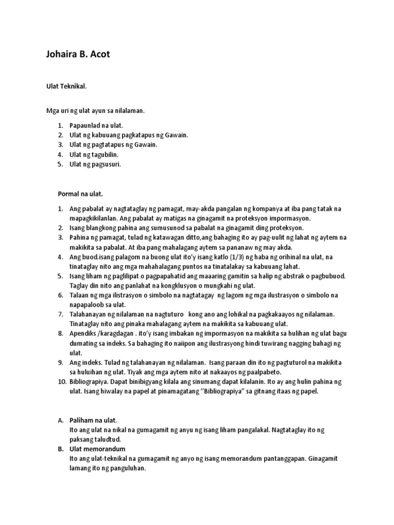 Ulat Teknikal | PDF