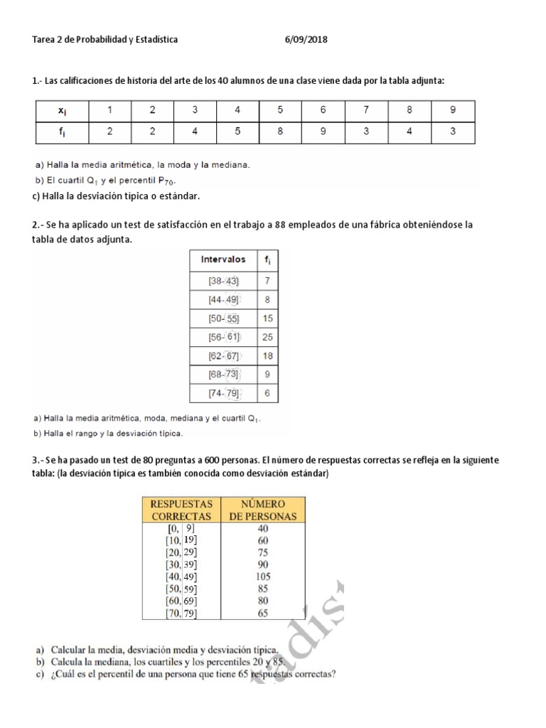 Tarea 2 de Probabilidad y Estadística | PDF