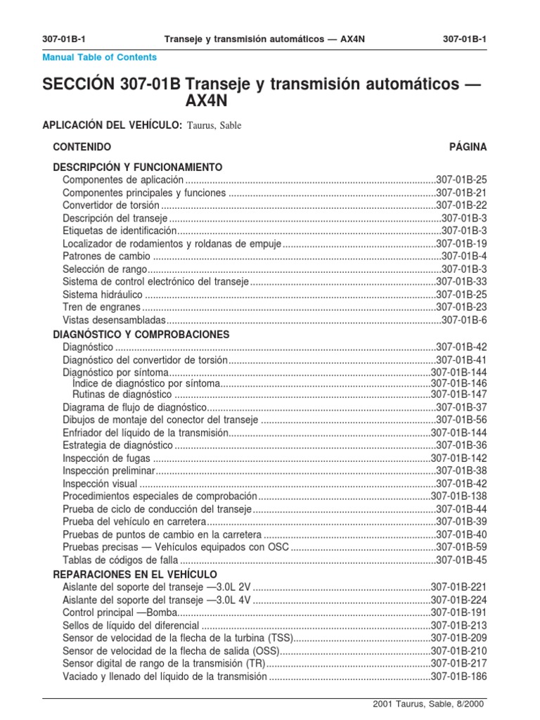 AX4N Taurus, Sable | PDF | Transmisión (Mecánica) | Embrague