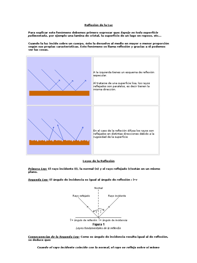 Reflexión y Refracción de la Luz | PDF | Refracción | Reflexión (Física)