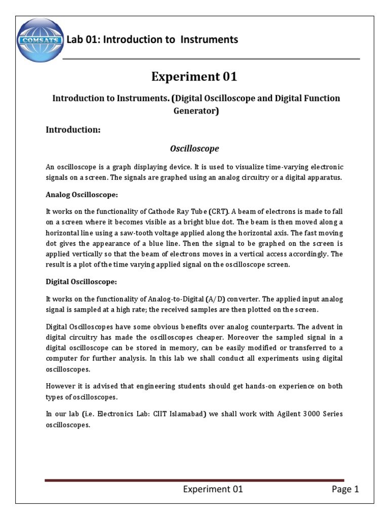 Experiment 01: Lab 01: Introduction To Instruments | PDF | Amplitude ...