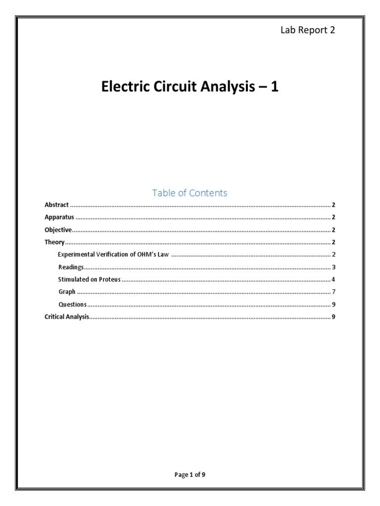 Lab Report 2 | PDF | Electrical Resistance And Conductance | Electrical ...
