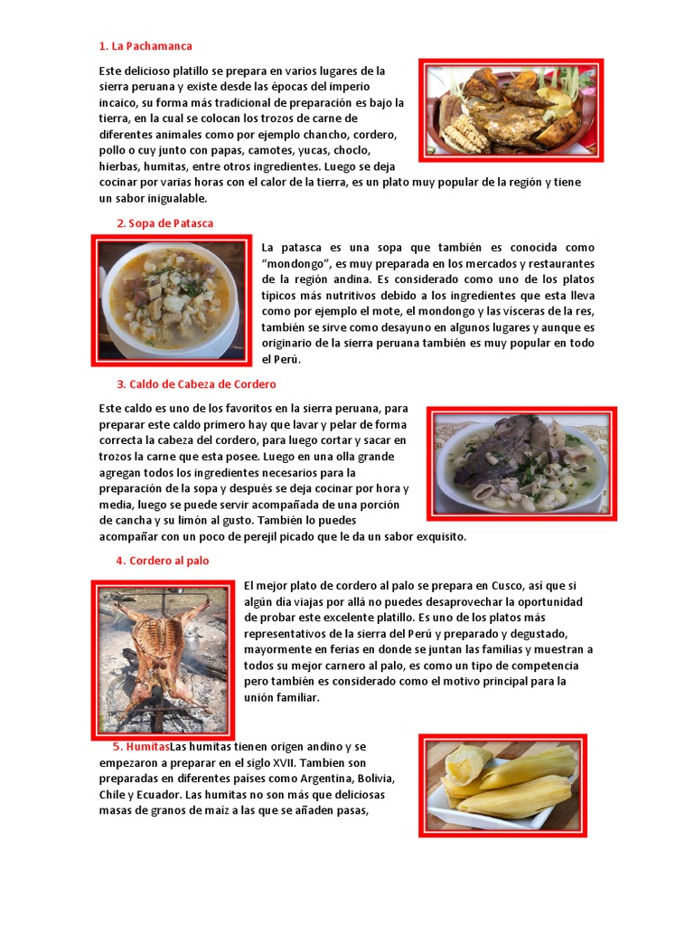 Comidas Tipicas de La Sierra y Selva Del Peru | PDF | Cocinando ...