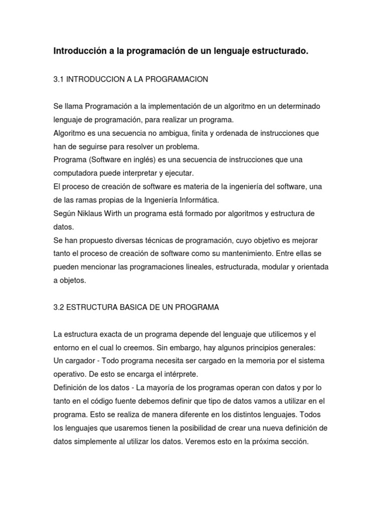 UNIDAD 3. Introducción A La Programacion | PDF | Programa de ...