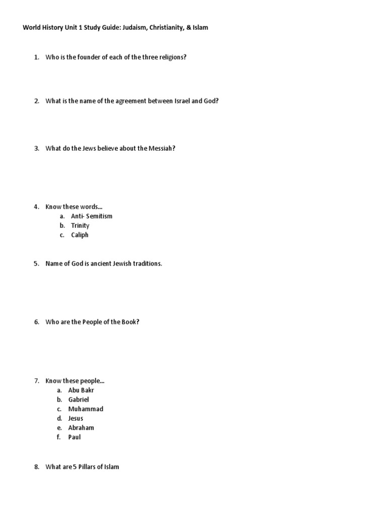 World History Unit 1 Study Guide 2018 | PDF