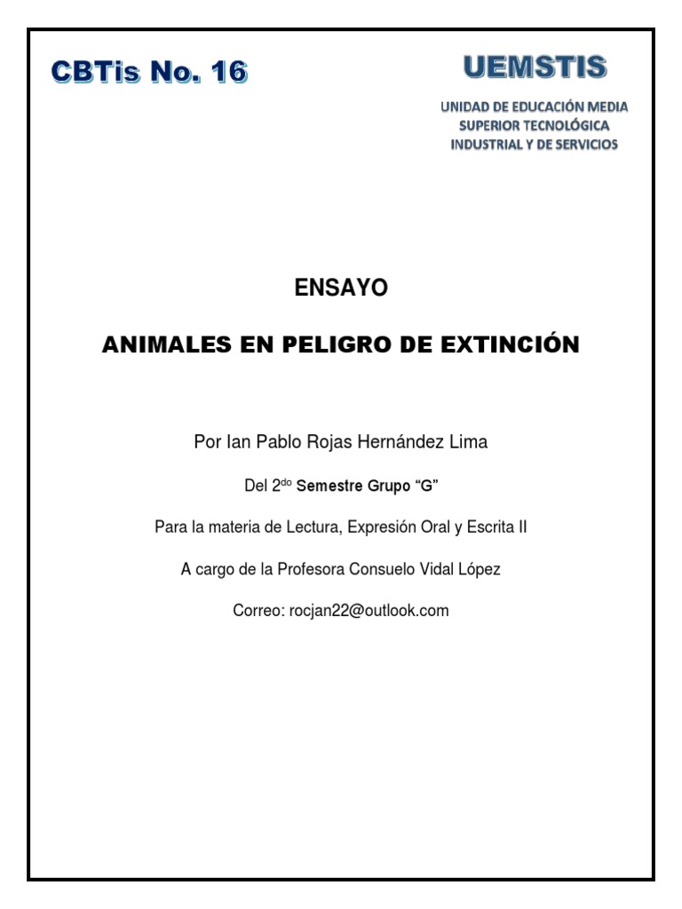 Ensayo Animales en Peligro de Extinción | PDF | Extinción | Rinoceronte
