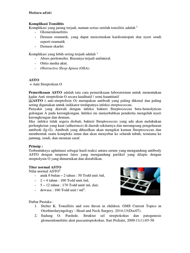 Prosedur dan Nilai Normal Pemeriksaan ASTO | PDF