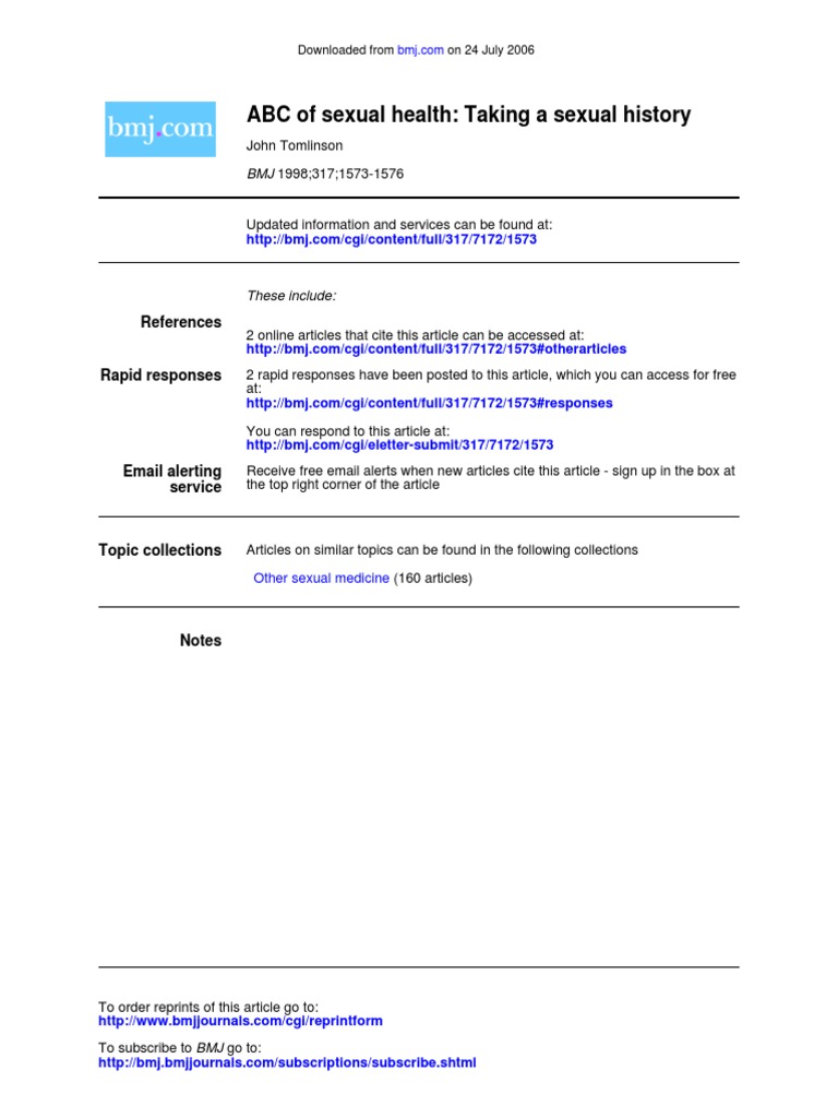 ABC of Sexual Health: Taking A Sexual History: References | PDF ...