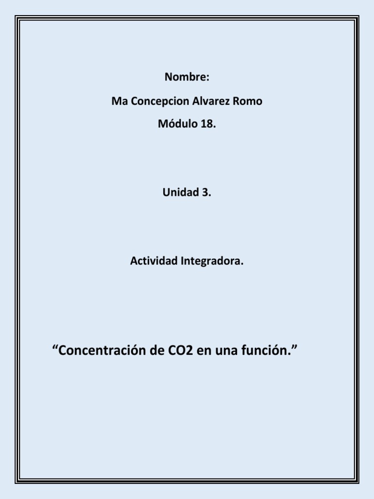MaConcepcionAlvarezRomo M18 S3 AI5 ConcentraciondeCO2enunafuncion | PDF | Derivado | Dióxido de ...