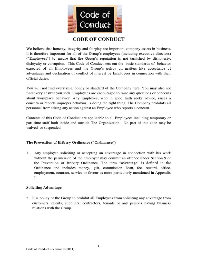 Code of Conduct | PDF | Bribery | Confidentiality
