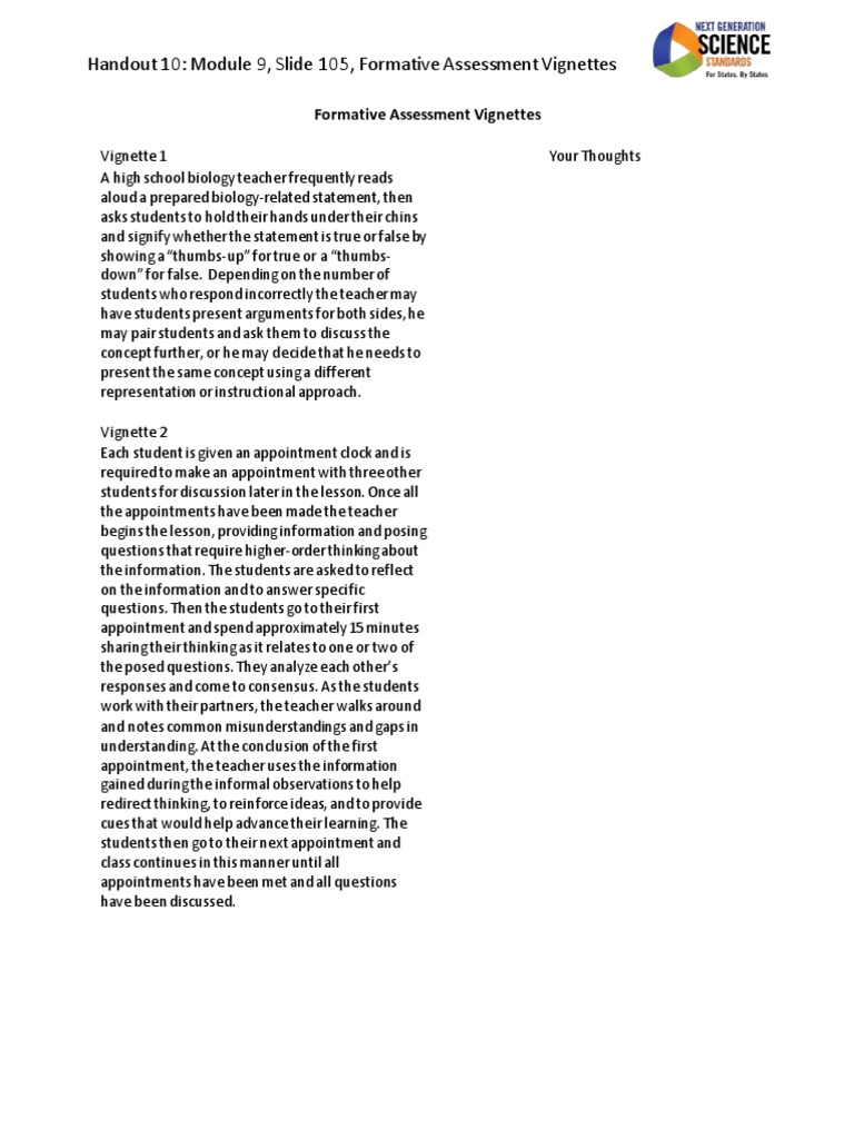 10-Module 9, Slide 105, Formative Assessment Vignettes | PDF | Teachers ...