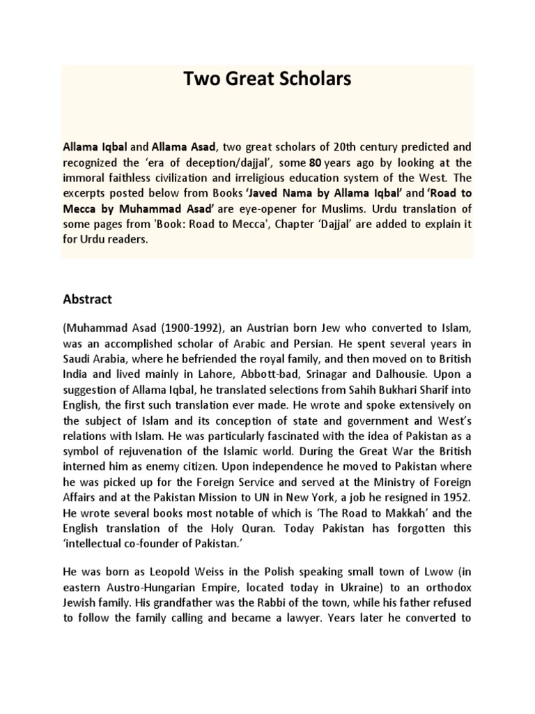Allama Muhammad Asad Pdf Pakistan Religion And Belief