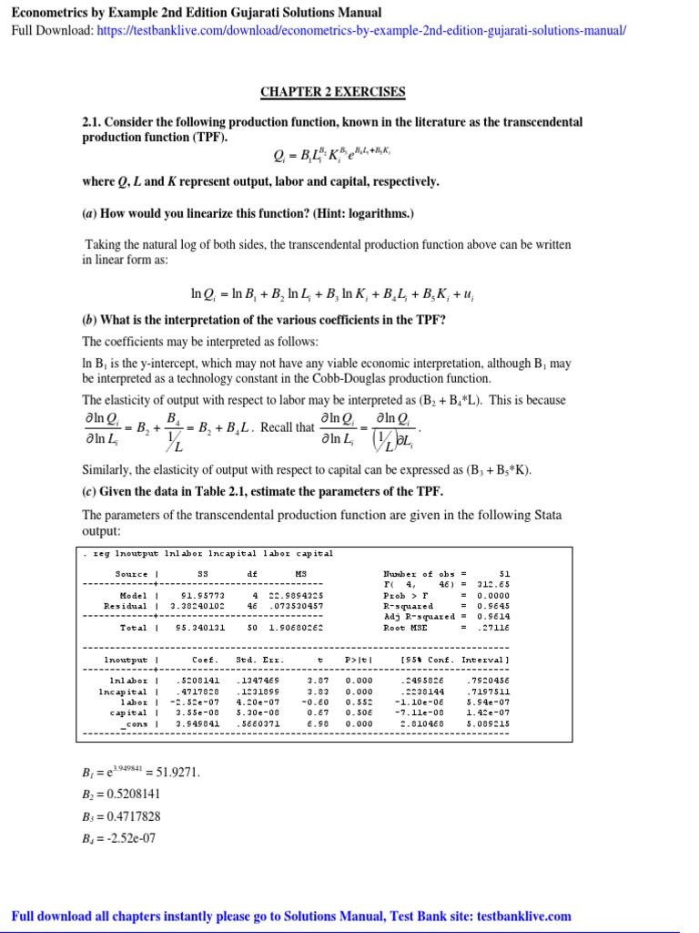 Econometrics by Example 2nd Edition Gujarati Solutions Manual PDF | PDF ... Econometrics by Example 2nd Edition Gujarati Solutions Manual PDF | PDF ...