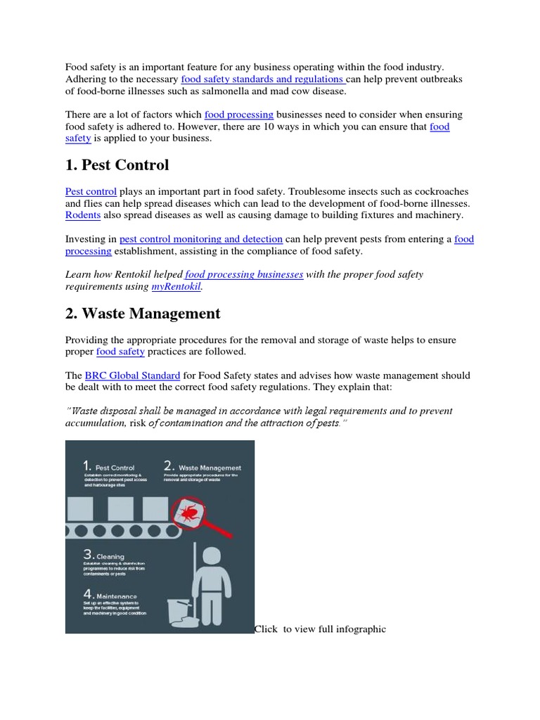 Pest Control: Food Safety Standards and Regulations | PDF | Food Safety ...