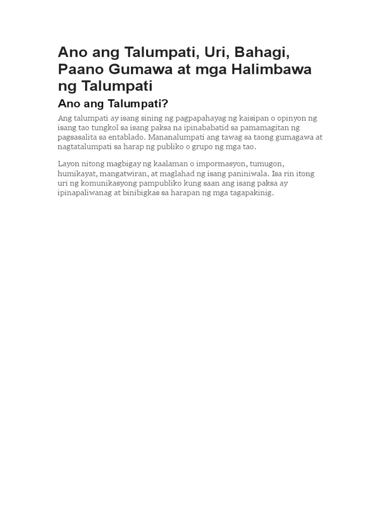 Ano Ang Talumpati | PDF