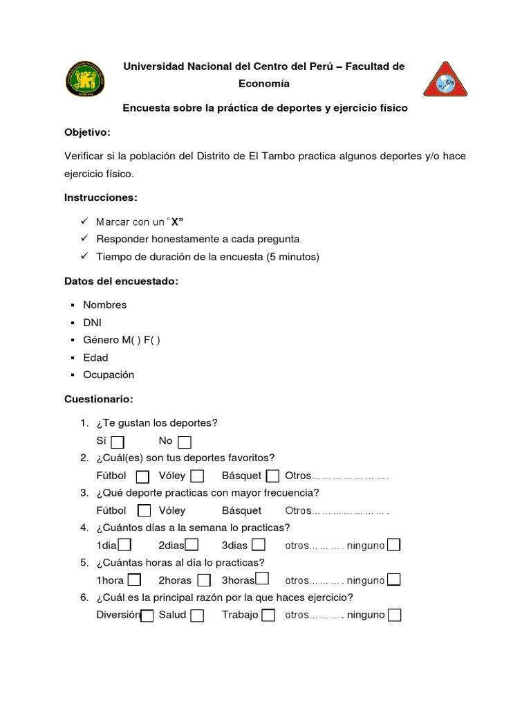 Encuesta Sobre Actividad Deportiva | PDF | Deportes | Asociación de Futbol