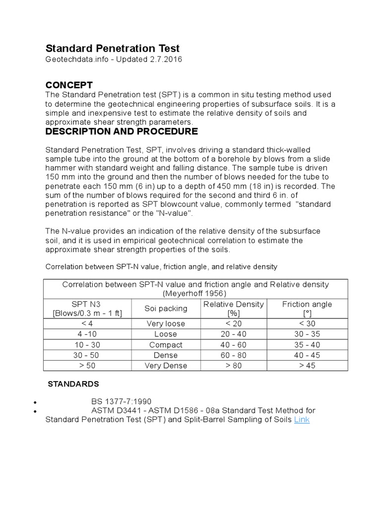 Standard Penetration Test Geotech Guide | PDF | Civil Engineering ...