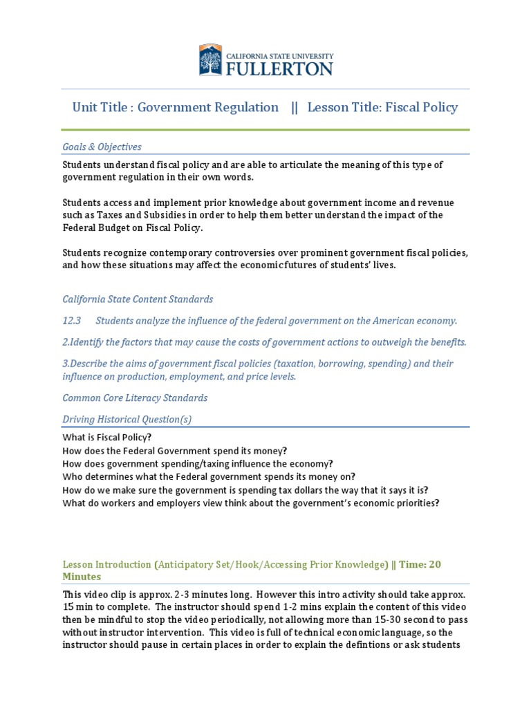 Understanding Fiscal Policy in Education | PDF | Fiscal Policy | United ...