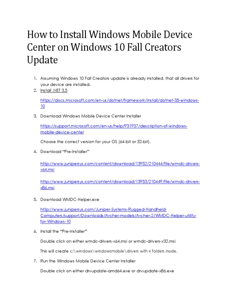 Win10 1709 WMDC Install | PDF | Windows 10 | Microsoft Windows