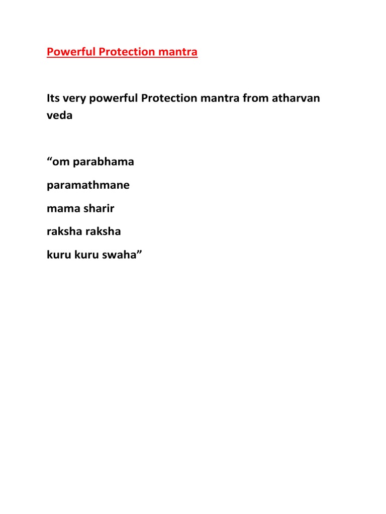 Its Very Powerful Protection Mantra From Atharvan Veda | PDF