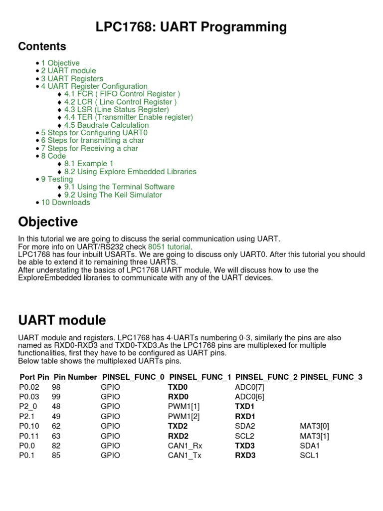 LPC1768 - UART Programming | PDF | Computer Engineering | Computer Data