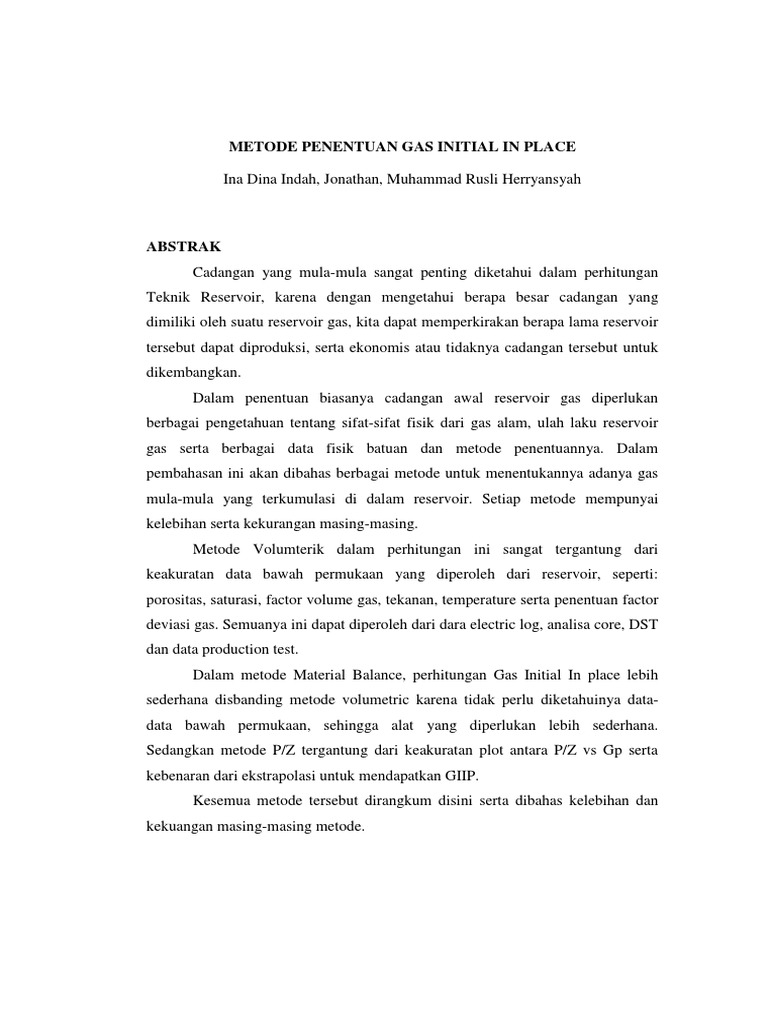 Metode Penentuan Gas Initial In Place | PDF | Sains & Matematika