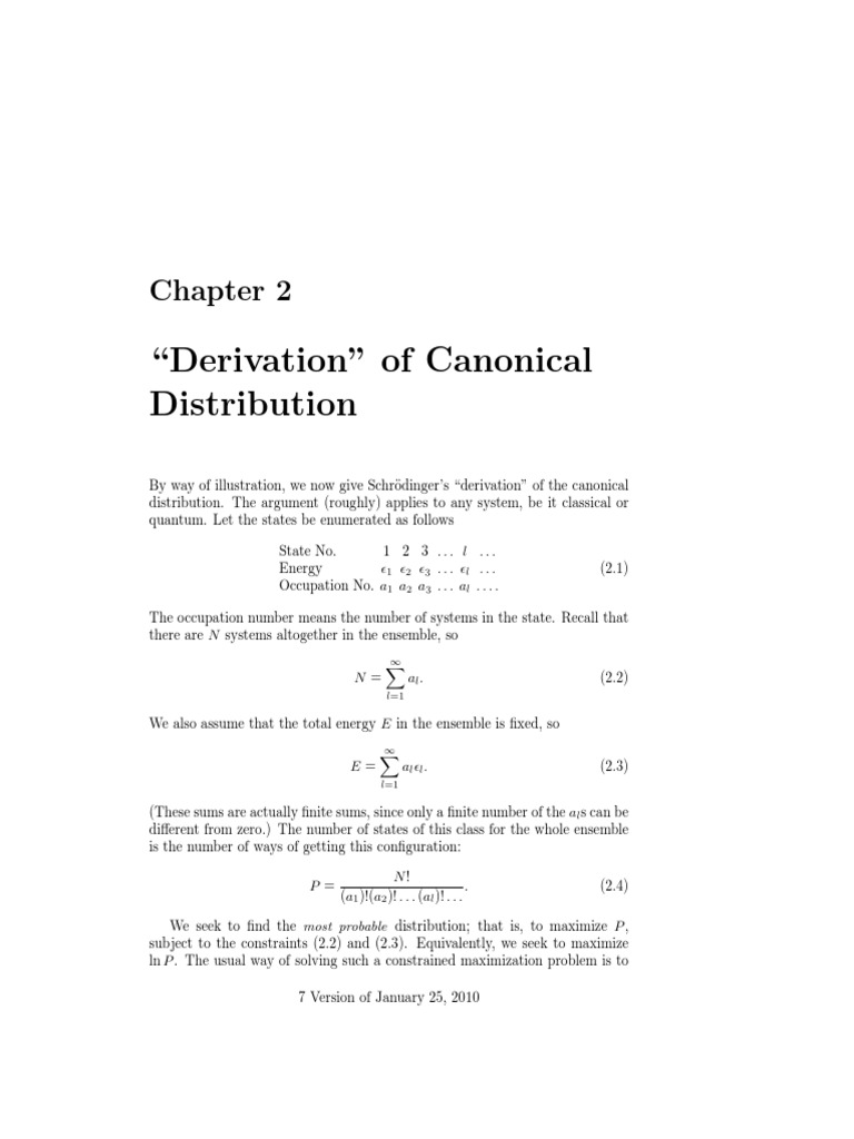"Derivation" of Canonical Distribution | PDF | Particle Physics ...