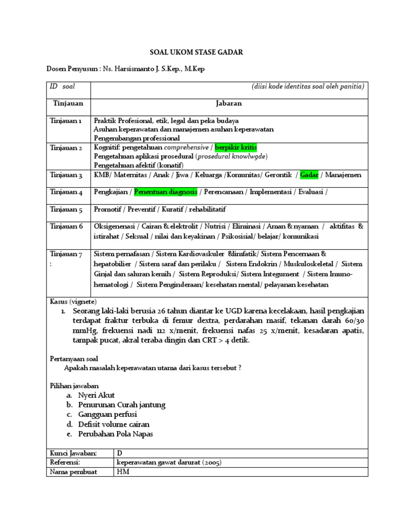 Soal Ukom Stase Gadar | PDF