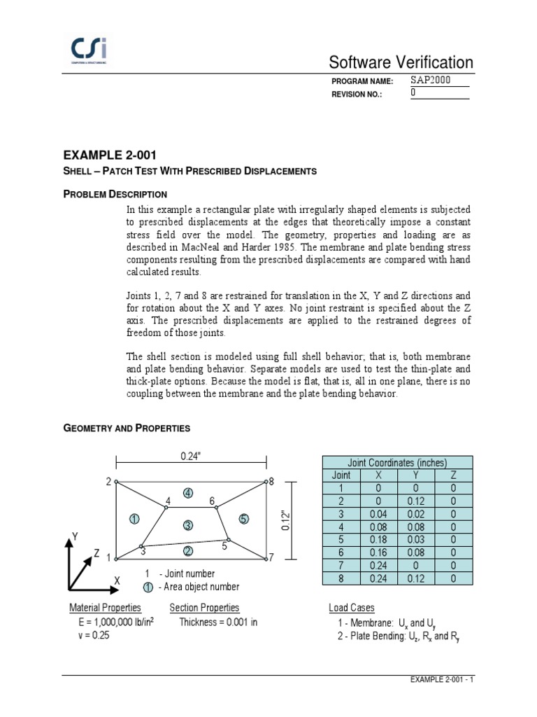 Software Verification: EXAMPLE 2-001 | PDF | Bending | Chemical Product ...