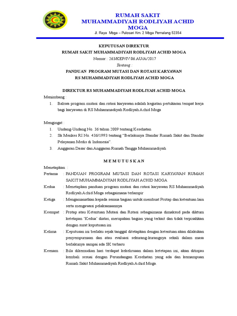 Panduan Mutasi dan Rotasi Karyawan RS Moga | PDF