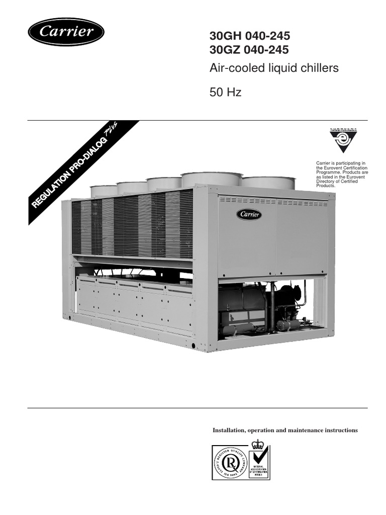 Carrier Air Cooled Liquid Chillers 30GH GZ Series Datasheet | PDF | Air ...