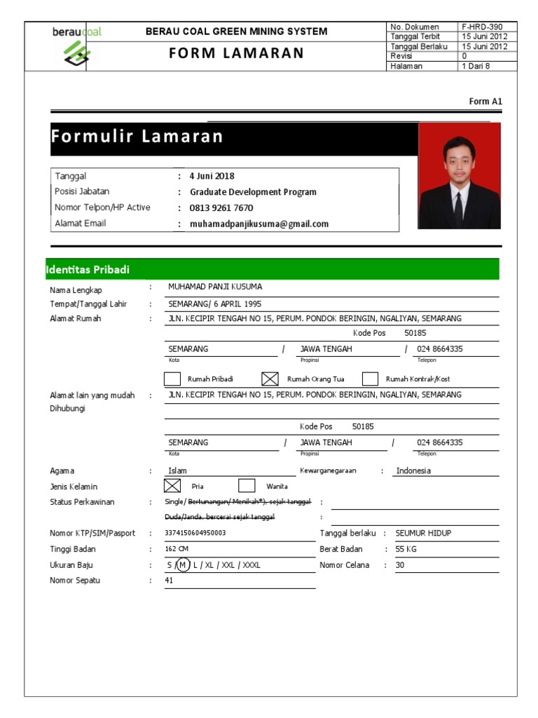 Contoh Form Lamaran | PDF