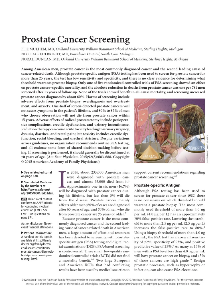 Pca Screening | PDF | Prostate Specific Antigen | Prostate Cancer