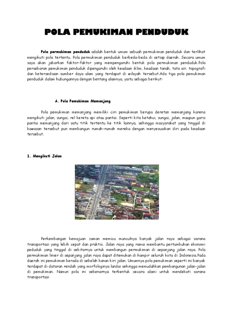 Pola Pemukiman Penduduk | PDF