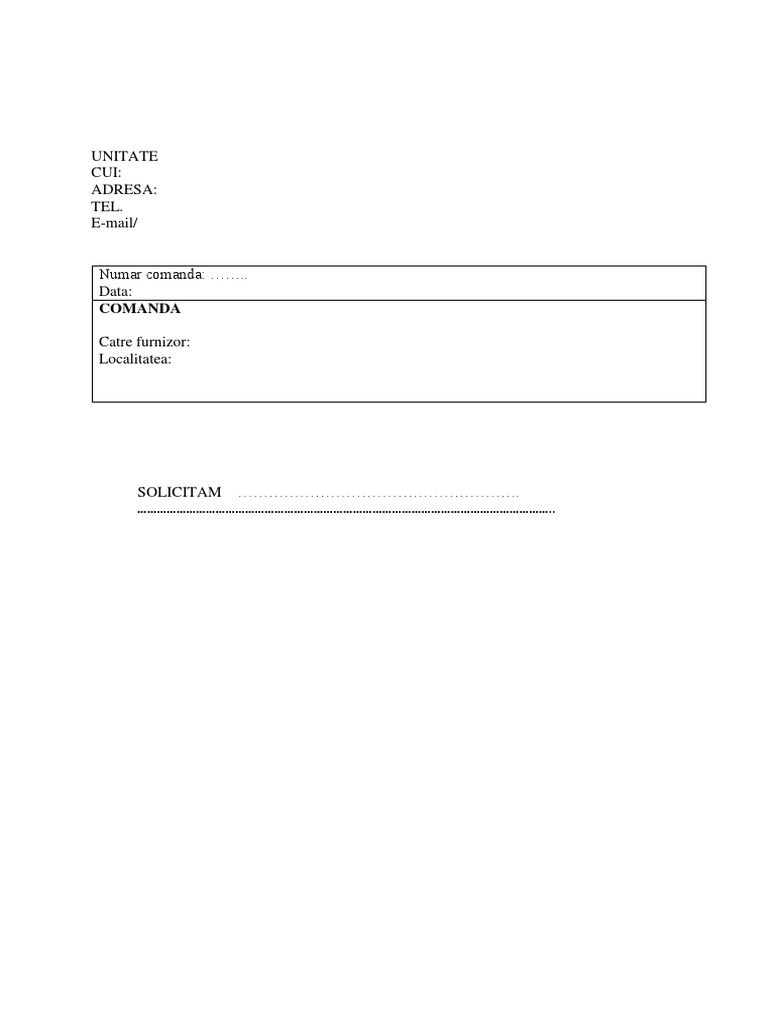 Model Comanda Cazare | PDF