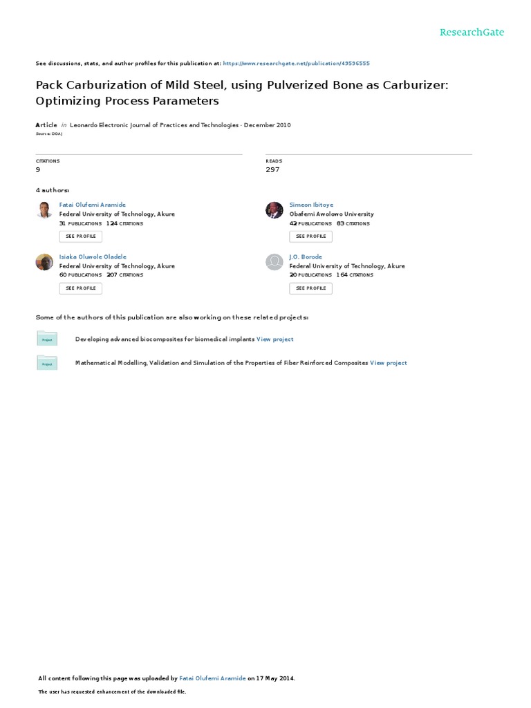 Pack Carburizing Mild Steel | PDF | Heat Treating | Steel