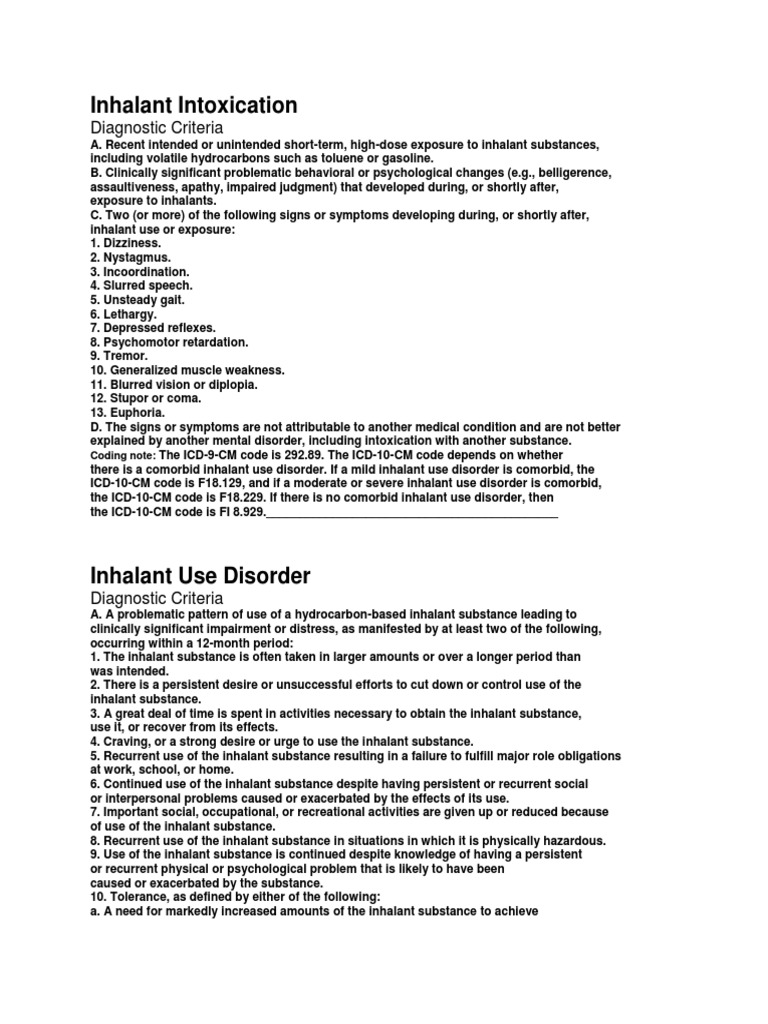 Inhalant Intoxication | PDF | Comorbidity | Mental Disorder