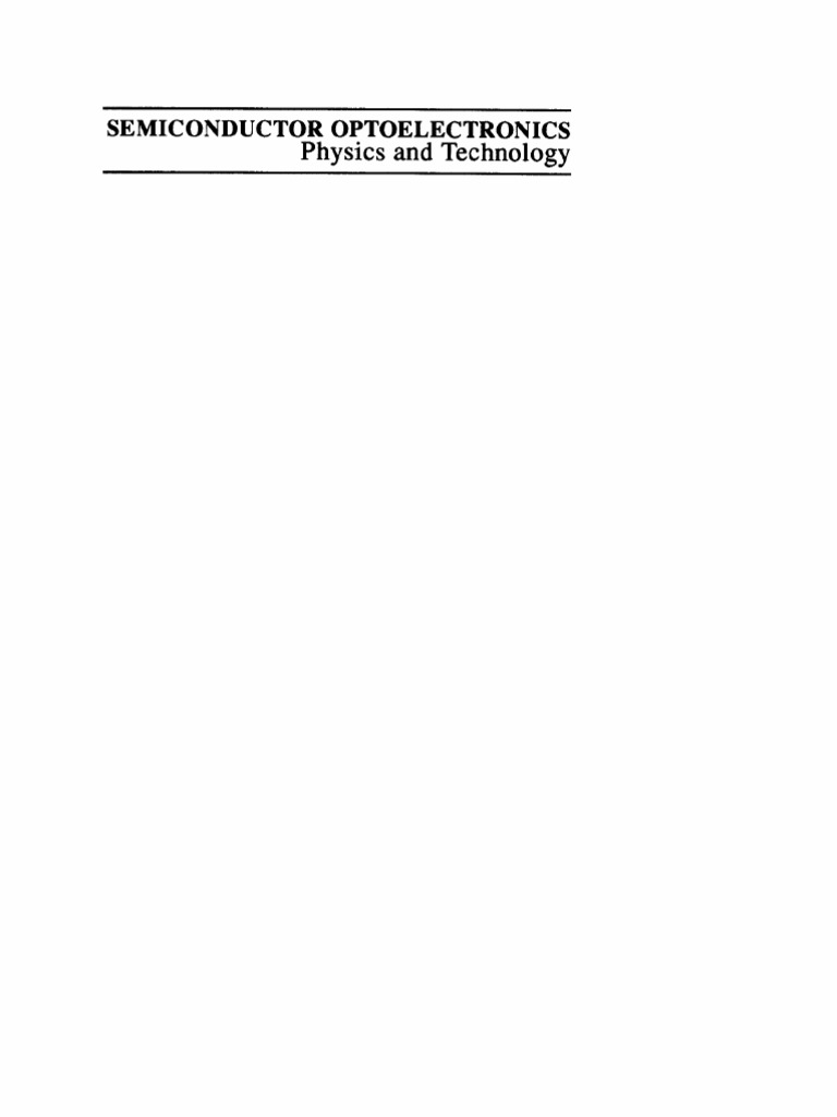 Semiconductor Optoelectronics Jasprit Singh PDF | PDF