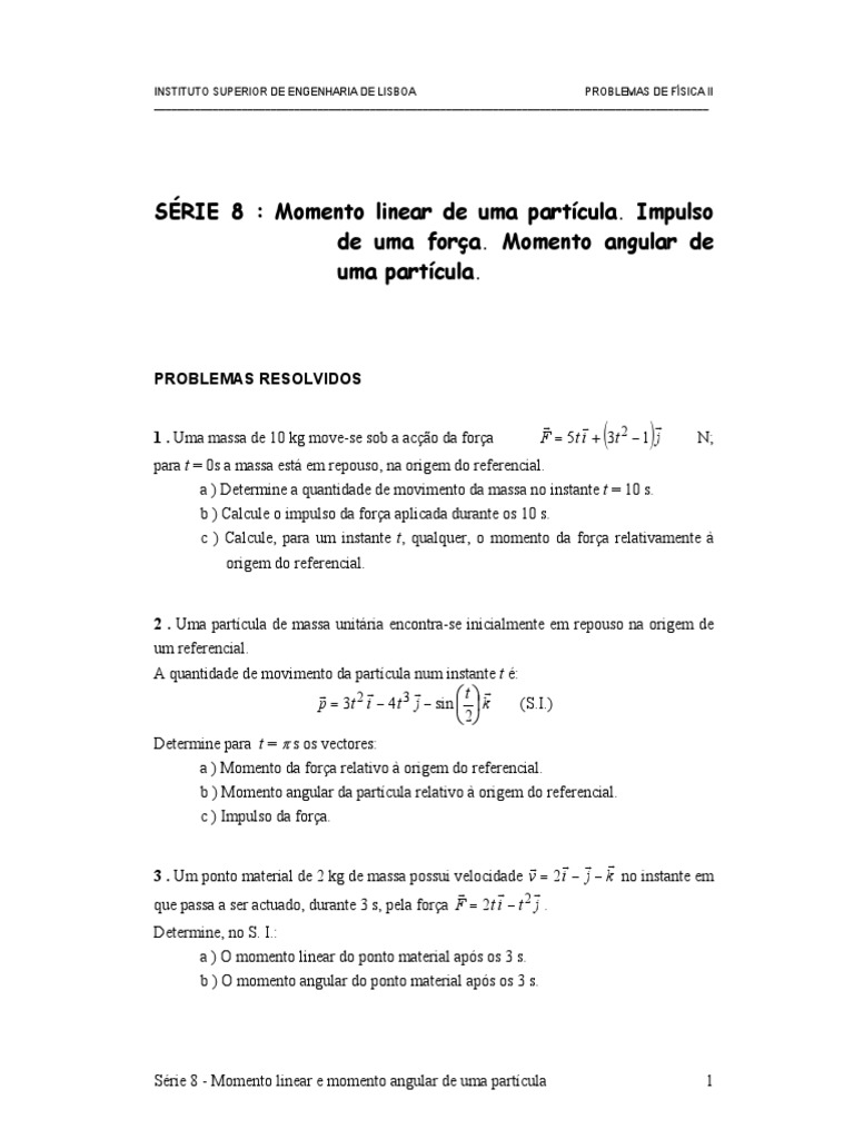 Momento Linear e Angular em Física | PDF | Iniciativa/Conjuntura | Massa
