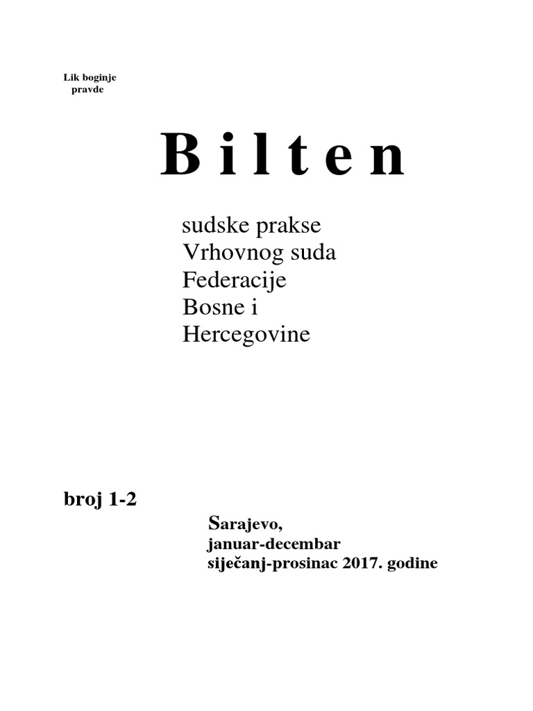 Vrhovni Sud Fbih 2017 | PDF