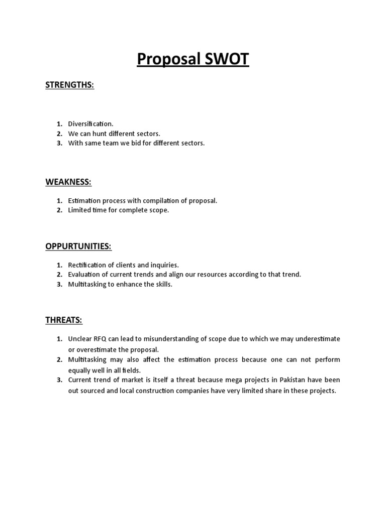 Proposal Swot: Strengths | PDF | Business