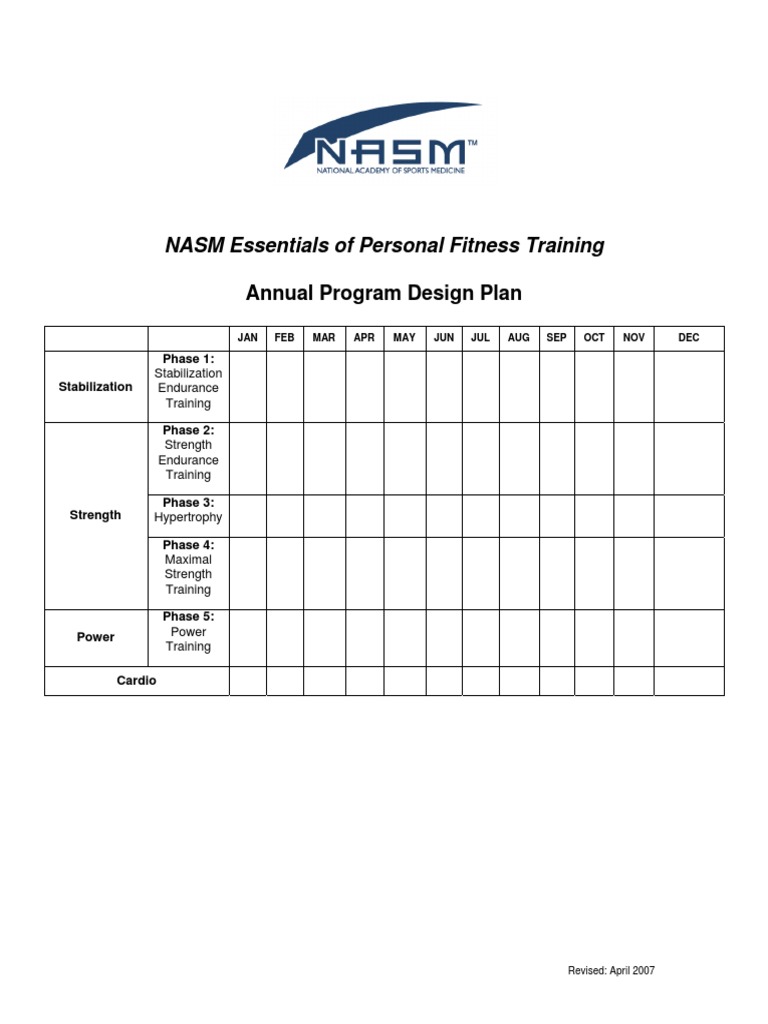 NASM Annual Fitness Training Plan | PDF | Sports