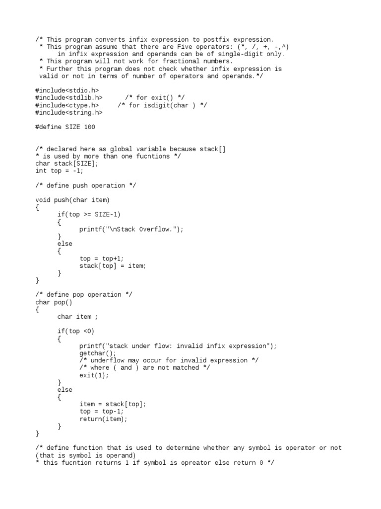 Infix to Postfix | Integer (Computer Science) | Function (Mathematics)