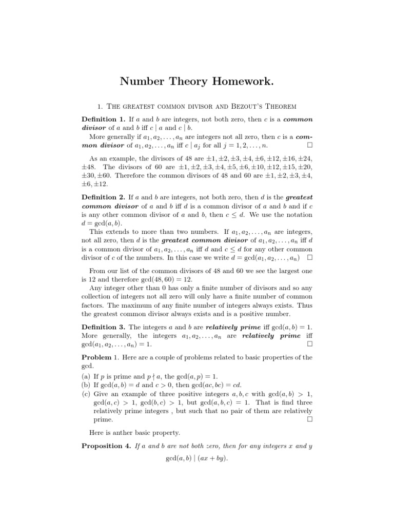 Number Theory Homework | PDF | Rational Number | Number Theory