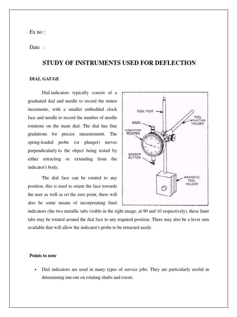 2.study Deflection Dial Gauge | PDF | Measuring Instrument | Tools